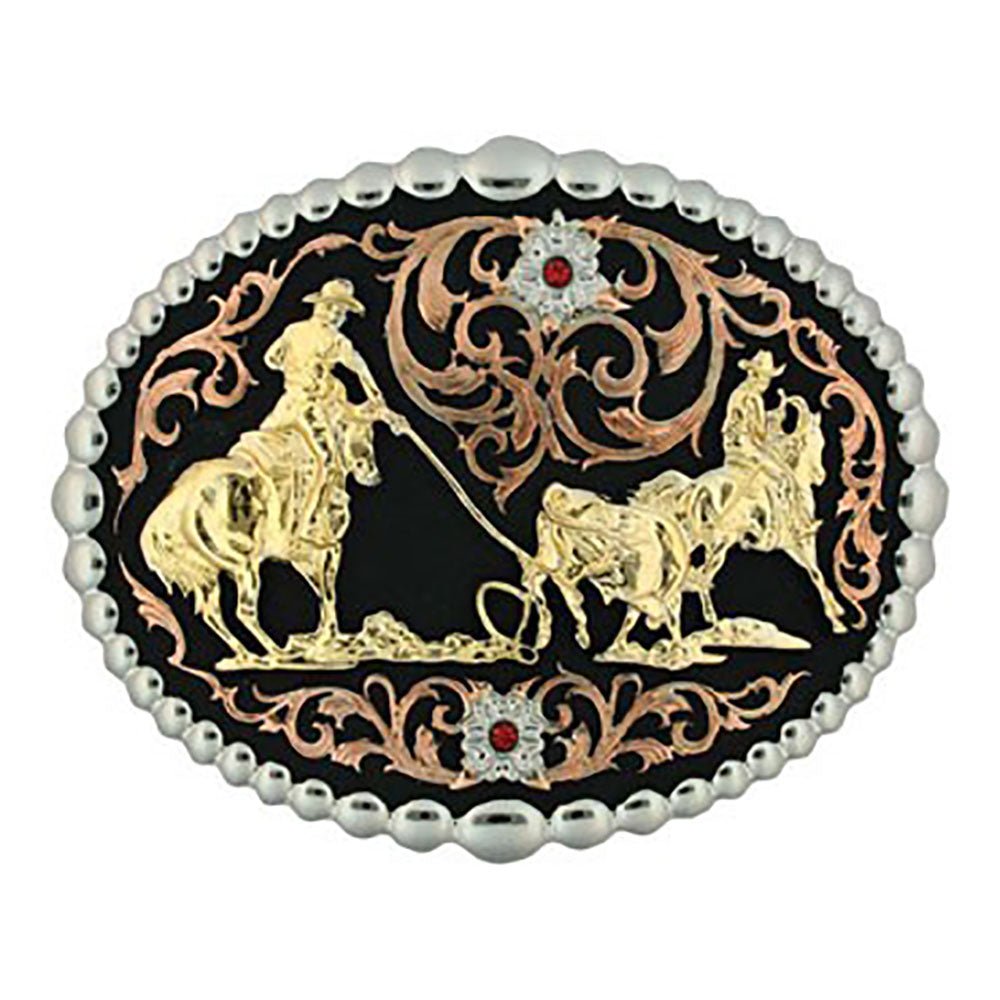 Montana Silversmiths Tri Color Team Roper Attitude Belt Buckle - Boots Etc