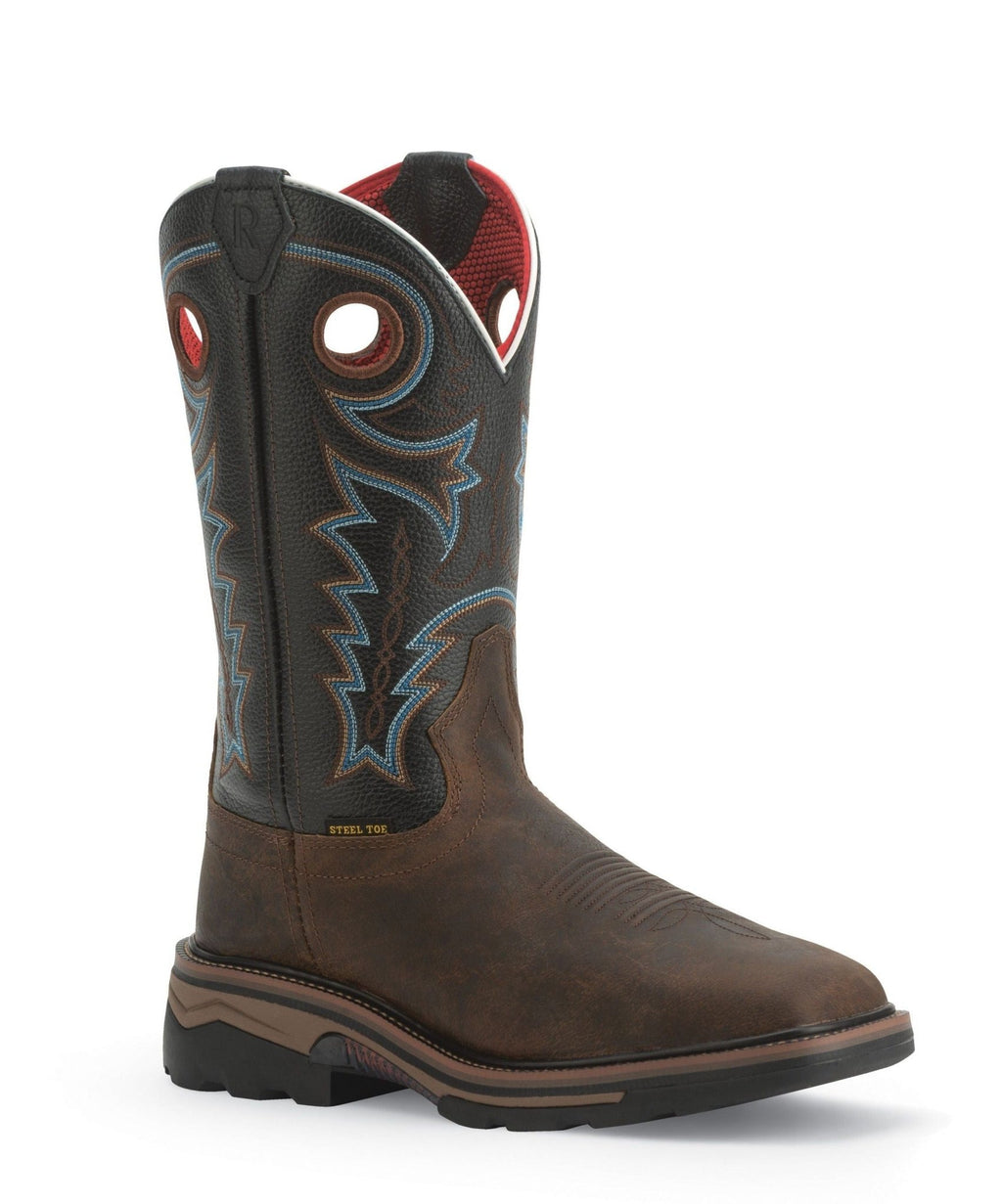 R. Watson Men's 12" Waterproof Coffee Distressed Square Steel Toe Work ...